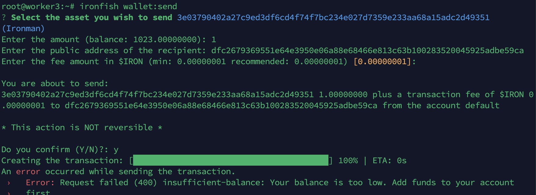 Sending mint asset with enough balance in wallet but show error with not enough balance · Issue ...