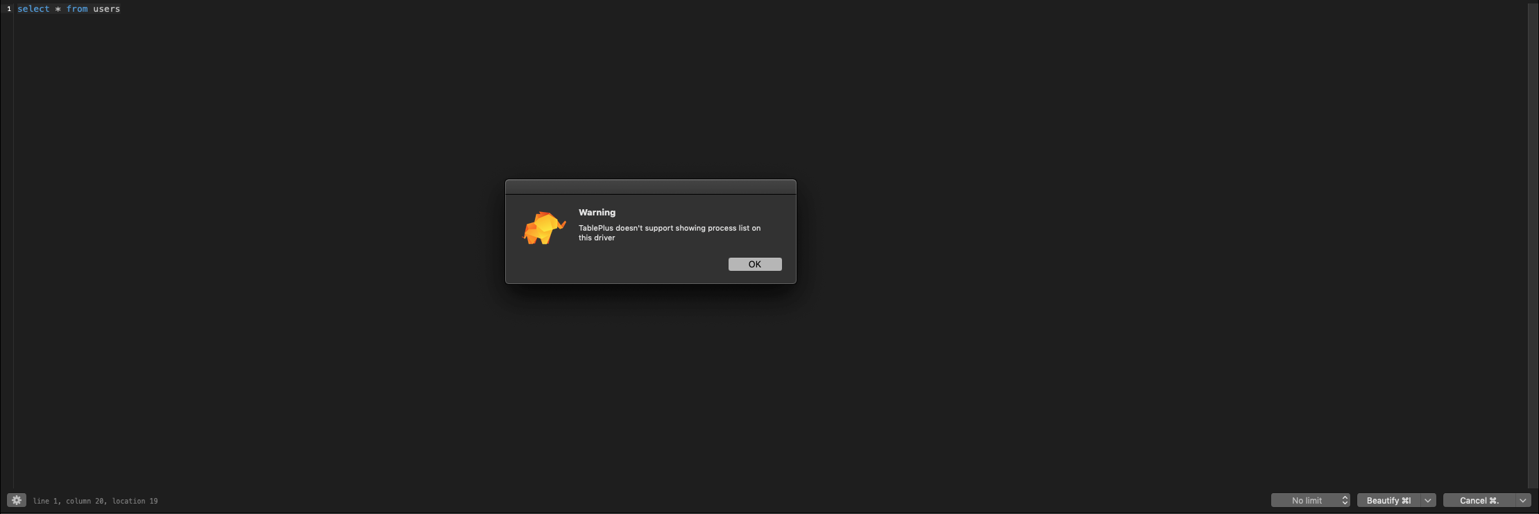 Keyboard shortcut to cancel the query doesn't work on Snowflake · Issue #1440 · TablePlus ...