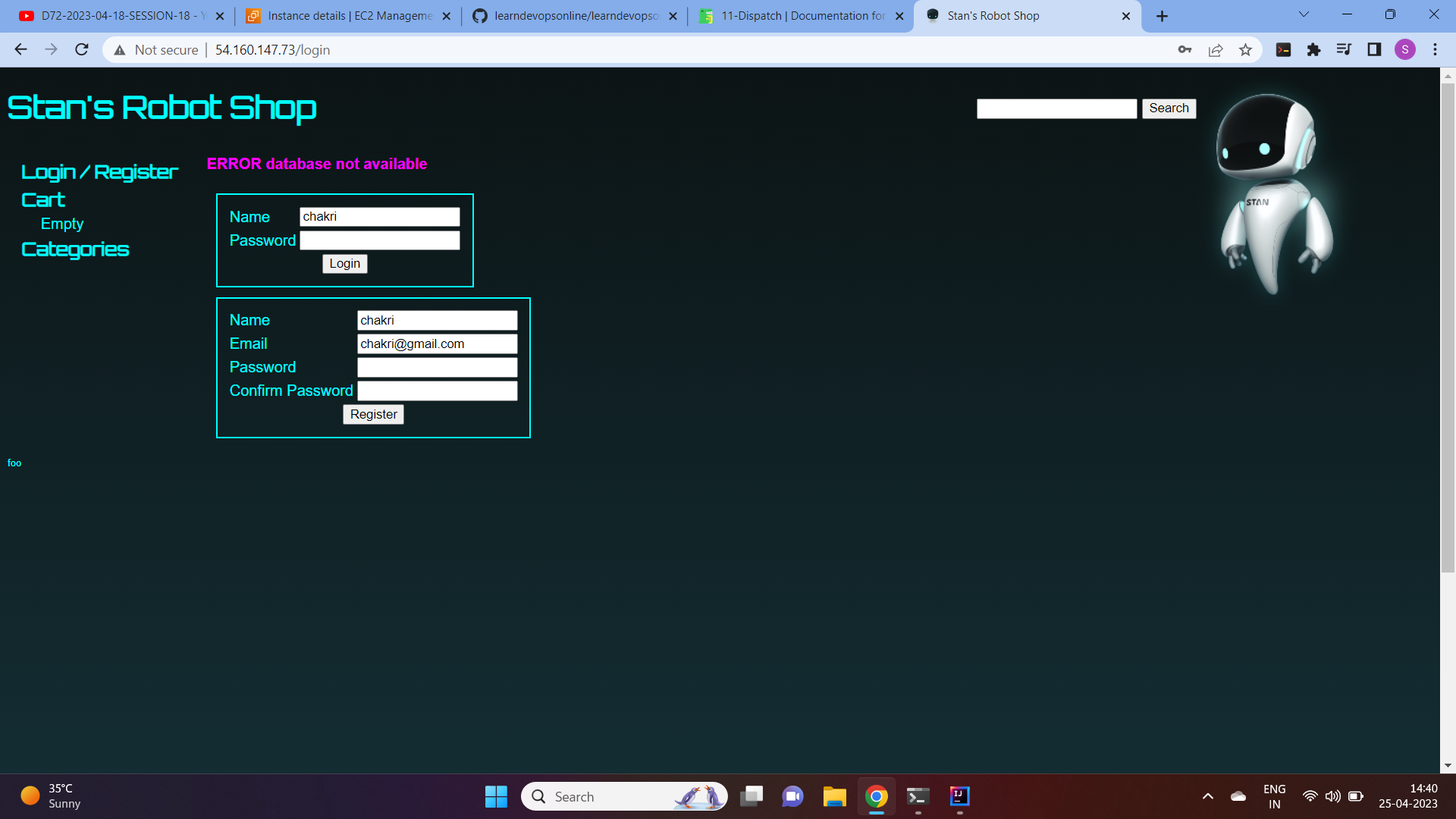 Unable to register showing database not available · learndevopsonline learndevopsonline ...