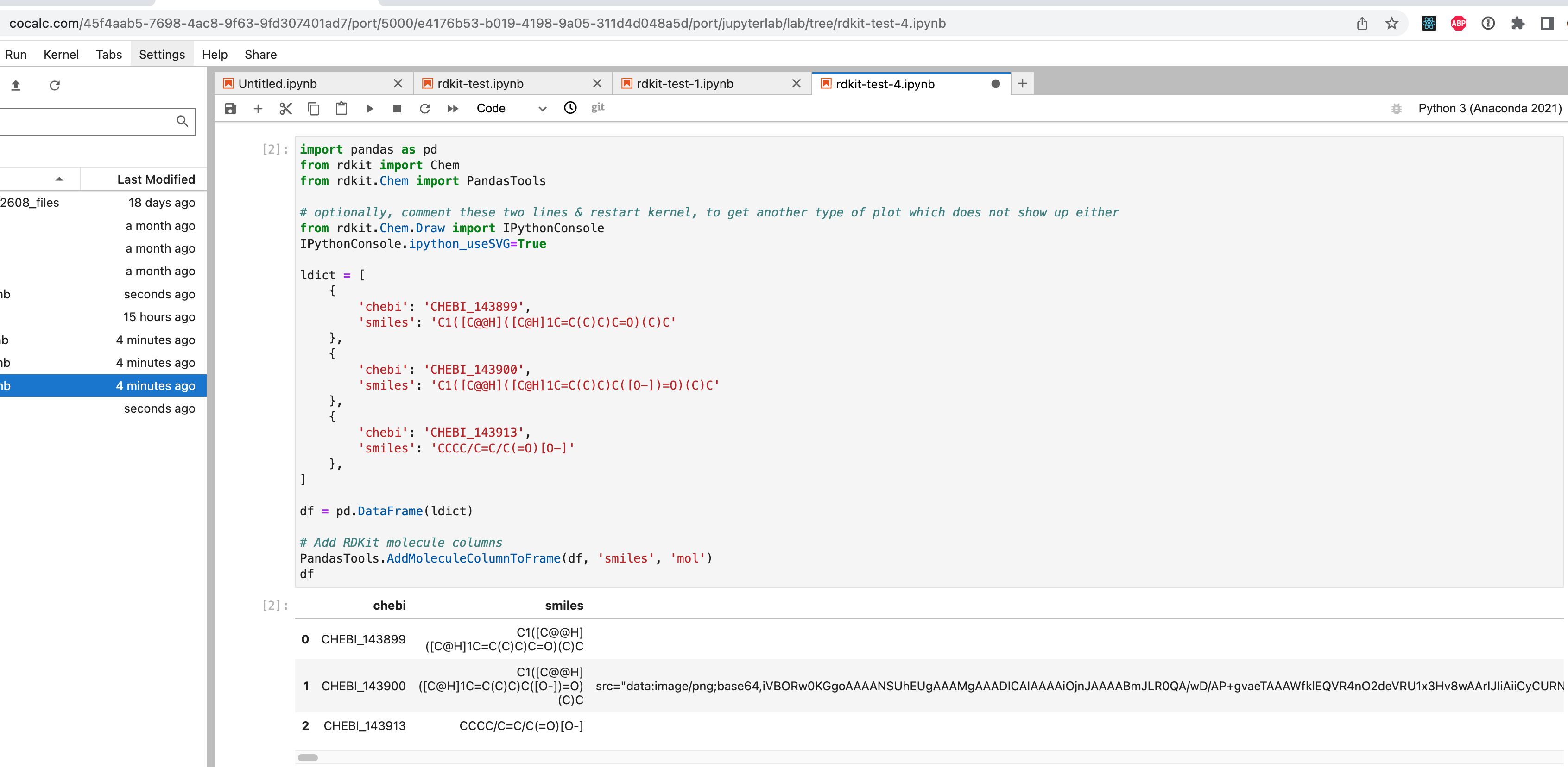 Jupyter Plotting Rdkit Chemical Formulas In Dataframes Is Broken · Issue 5939 · Sagemathinc 