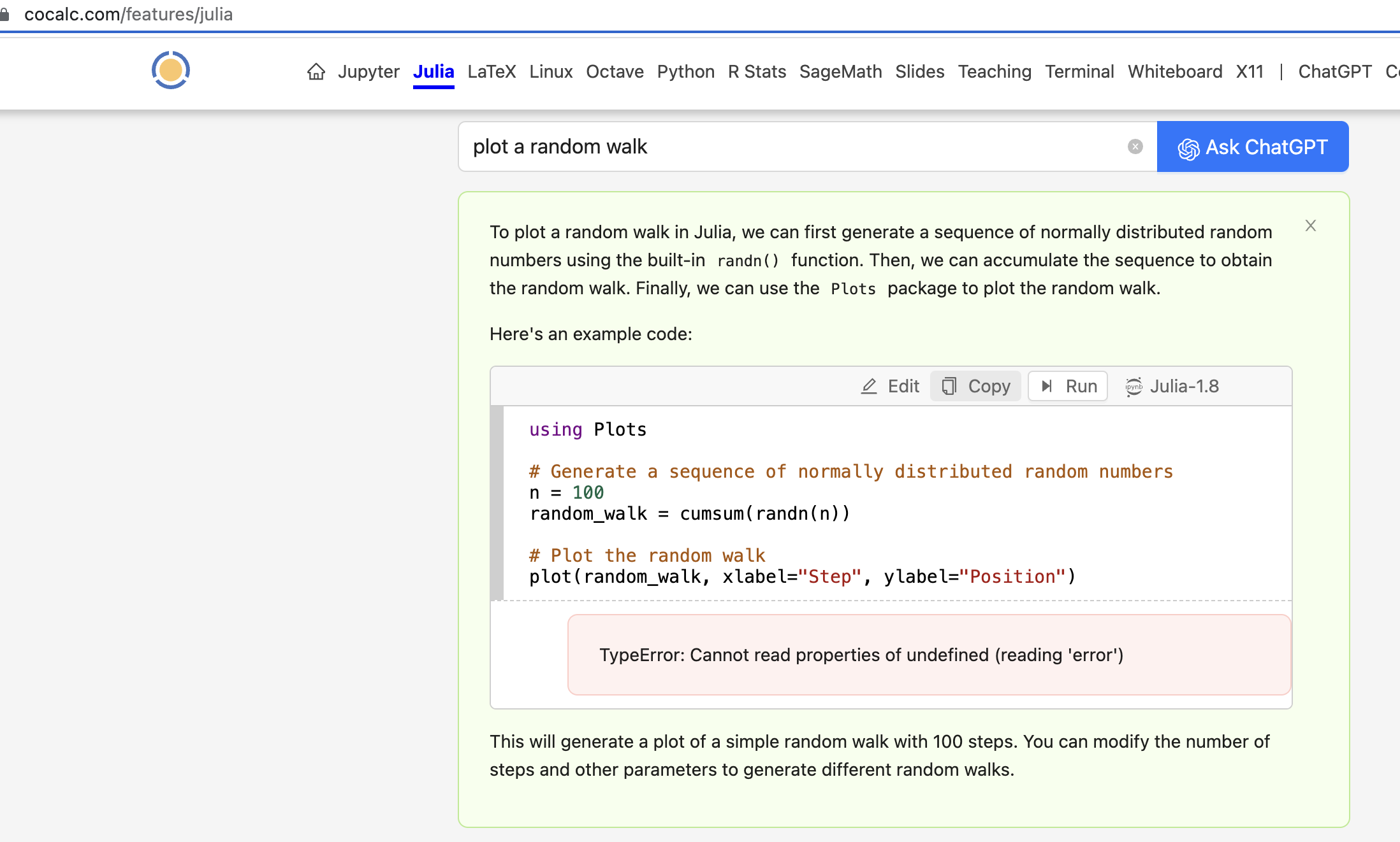 running a julia plot on landing page · Issue #6622 · sagemathinc/cocalc · GitHub