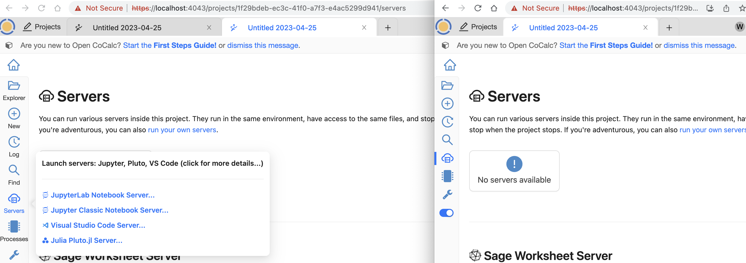the new servers popover should only show links for the available servers · Issue #6655 ...