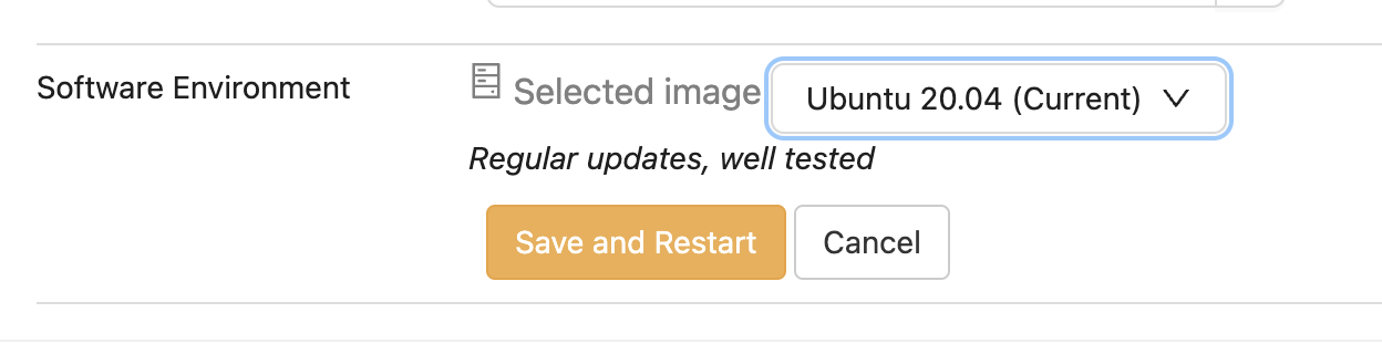 the software environment selector in project settings is a weird hover button -- just make it a ...