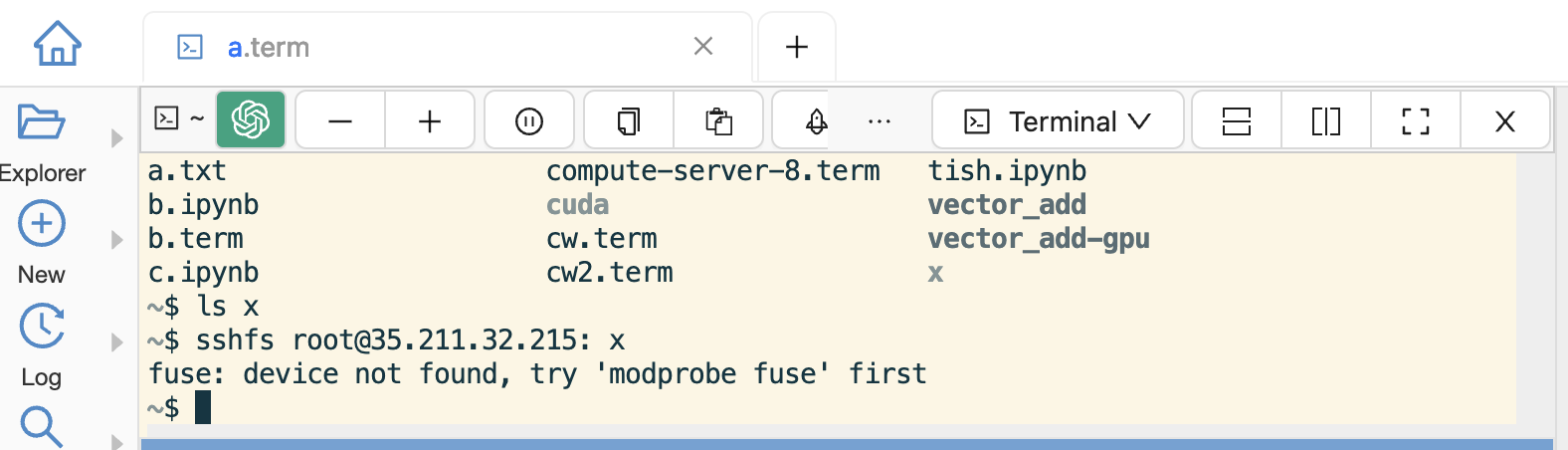 sshfs mount from project: have a button to generate a private key, and keep it secret from the ...