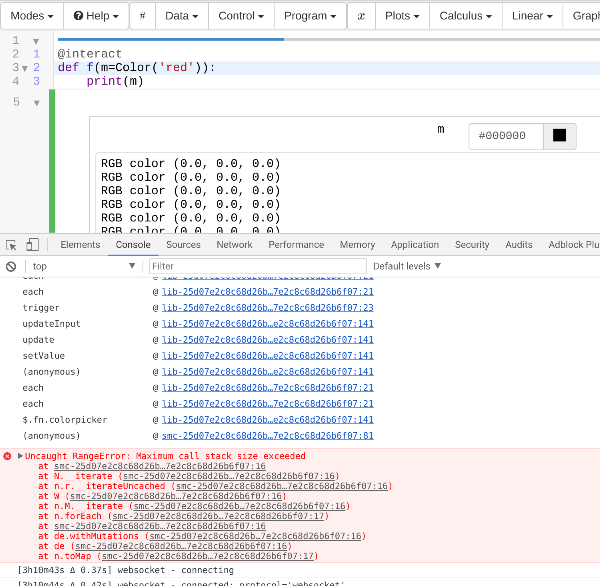 the color selector in sage worksheet interacts is horribly broken · Issue #2498 · sagemathinc ...