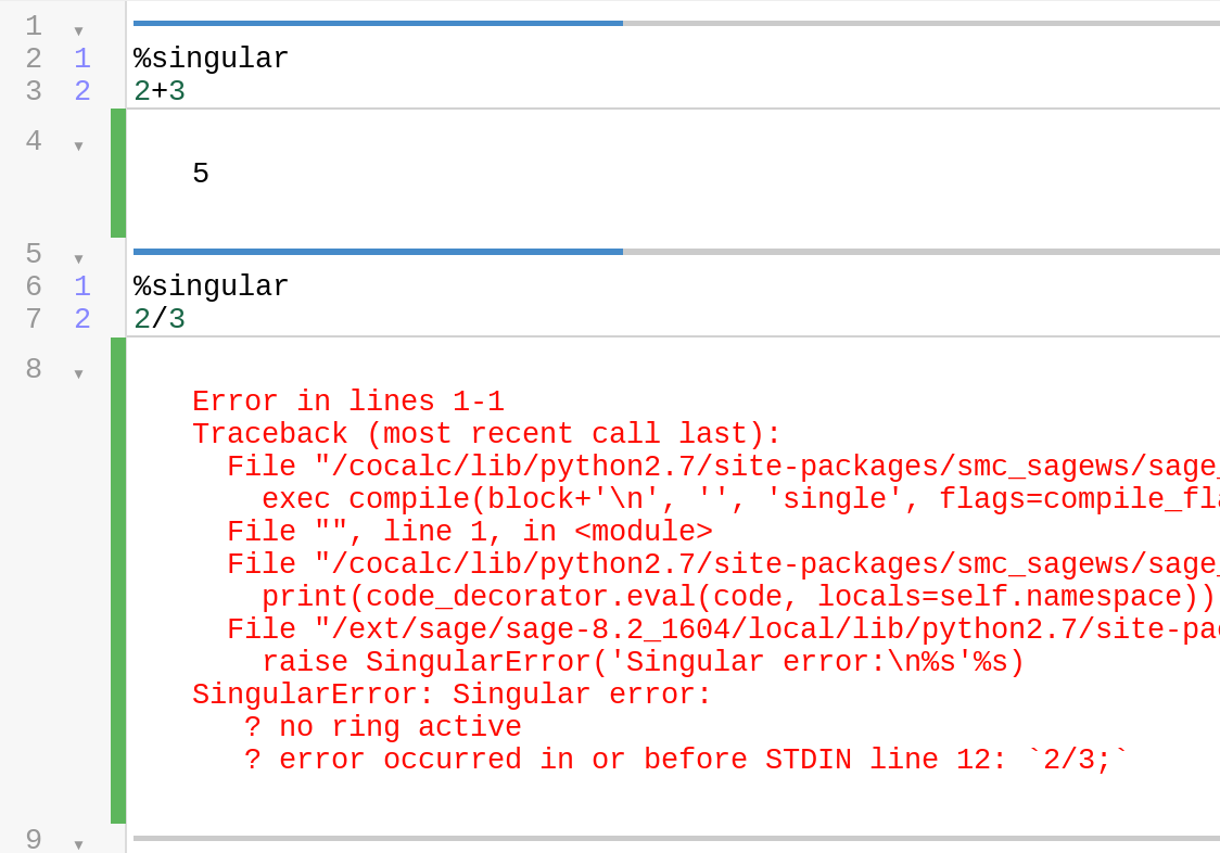 the Singular Jupyter kernel silently swallows error messages · Issue #3071 · sagemathinc/cocalc ...