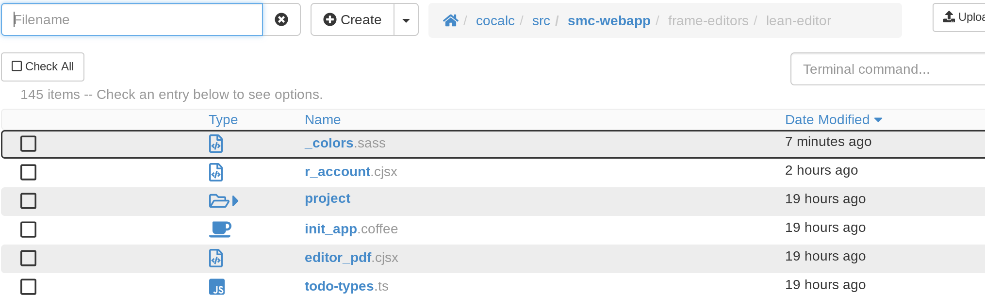 inconsistent file listing order when searching · Issue #3130 · sagemathinc/cocalc · GitHub