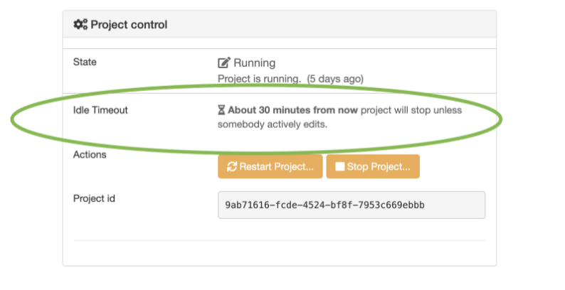 do NOT show an idle timeout message in project settings when not in the kucalc environment (or ...