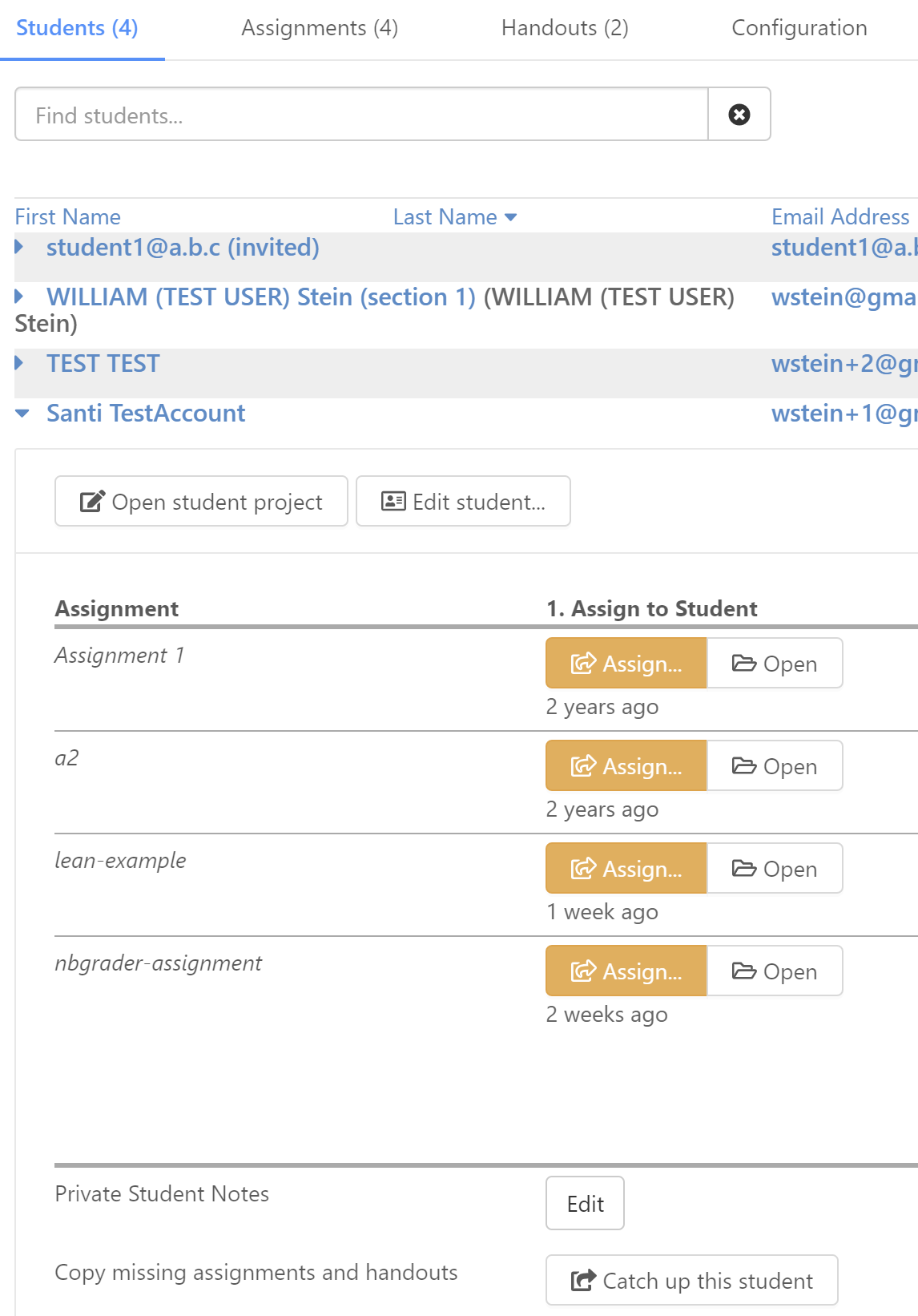 Push all handouts/assignments to new students · Issue #4340 · sagemathinc/cocalc · GitHub