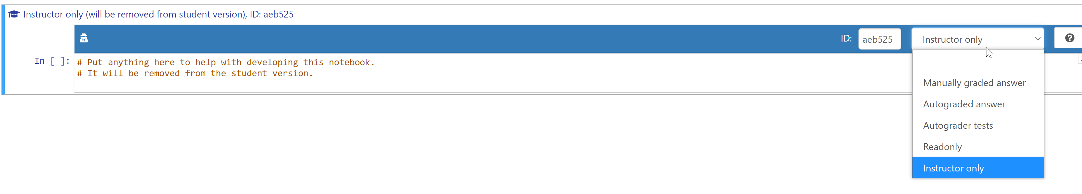 "instructor solution cells" (removed upon assignment) · Issue #1342 · jupyter/nbgrader · GitHub
