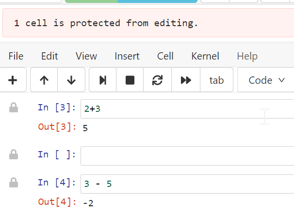 Jupyter: evaluating a *blank* cell with edit protection set gives an error (it should just set ...