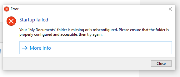 Getting misconfigured documents folder when trying to install vortex when document folder is in ...