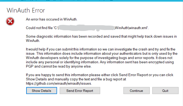 I can't restore my backed up 2FA settings? · Issue #559 · winauth/winauth · GitHub