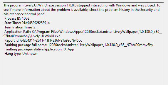 my lively wallpaper is not responding · Issue #1620 · rocksdanister/lively · GitHub