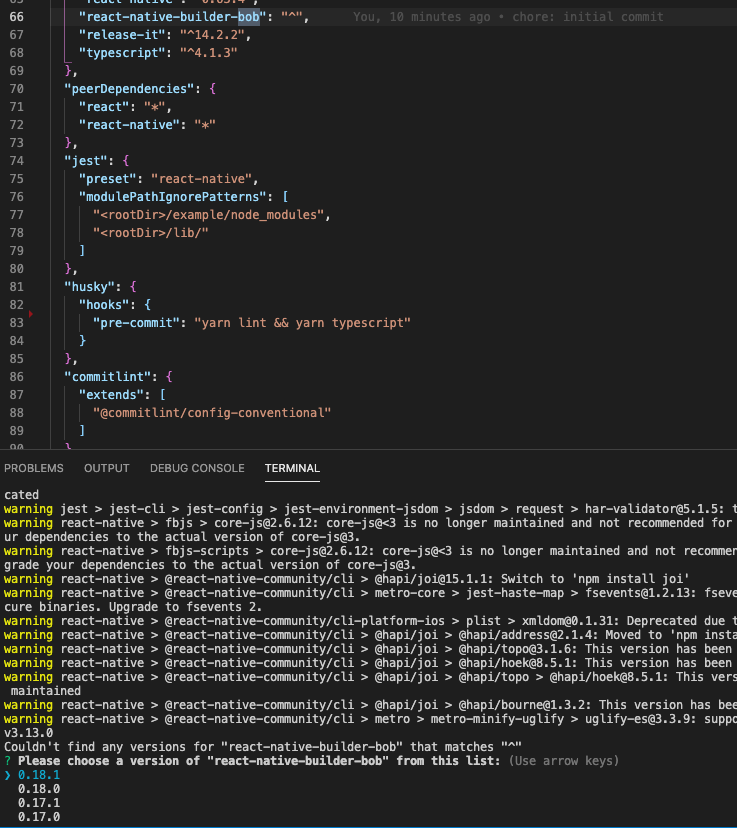 Incorrect Bob Version In Package Json File · Issue 145 · Callstack React Native Builder Bob