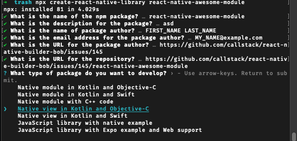Incorrect bob version in package.json file · Issue #145 · callstack/react-native-builder-bob ...