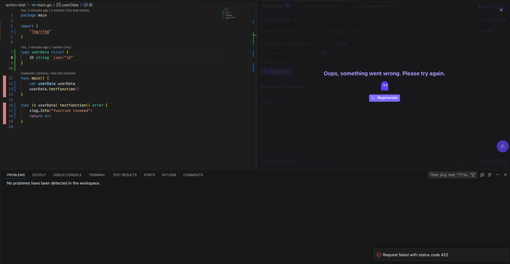 422 when trying to generate tests for golang code · Issue #116 · Codium ...