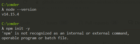 'npm' is not recognized as an internal or external command ...