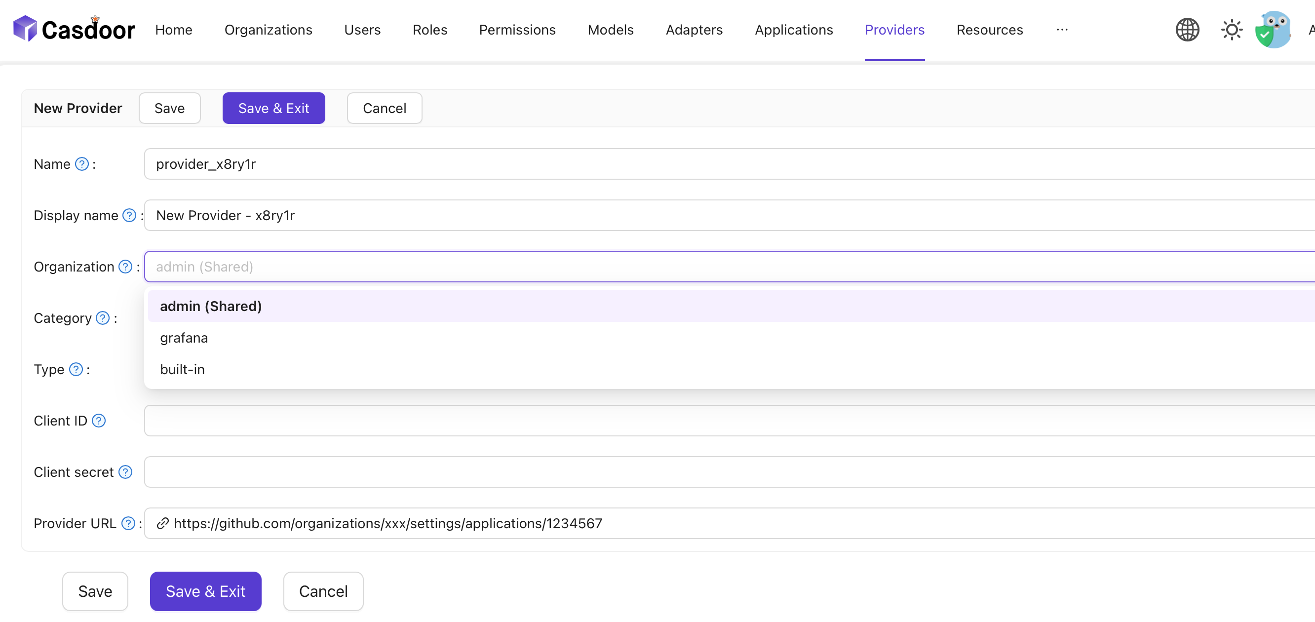 the options for organization select dropdown when adding a provider · Issue #1689 · casdoor ...