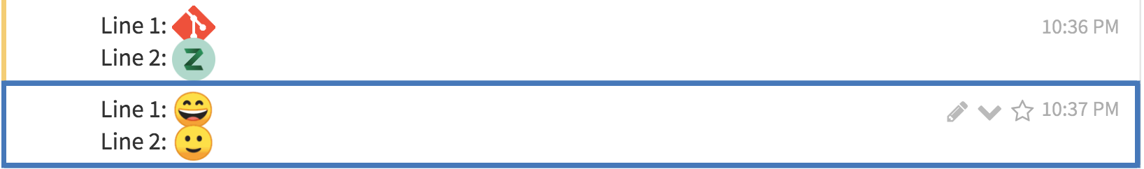 message view: Emoji that are vertically aligned across multiple lines ...