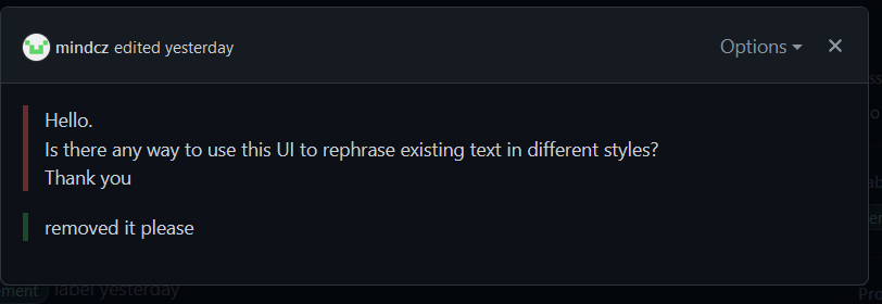 Rephrase text. · Issue #534 · oobabooga/text-generation-webui · GitHub