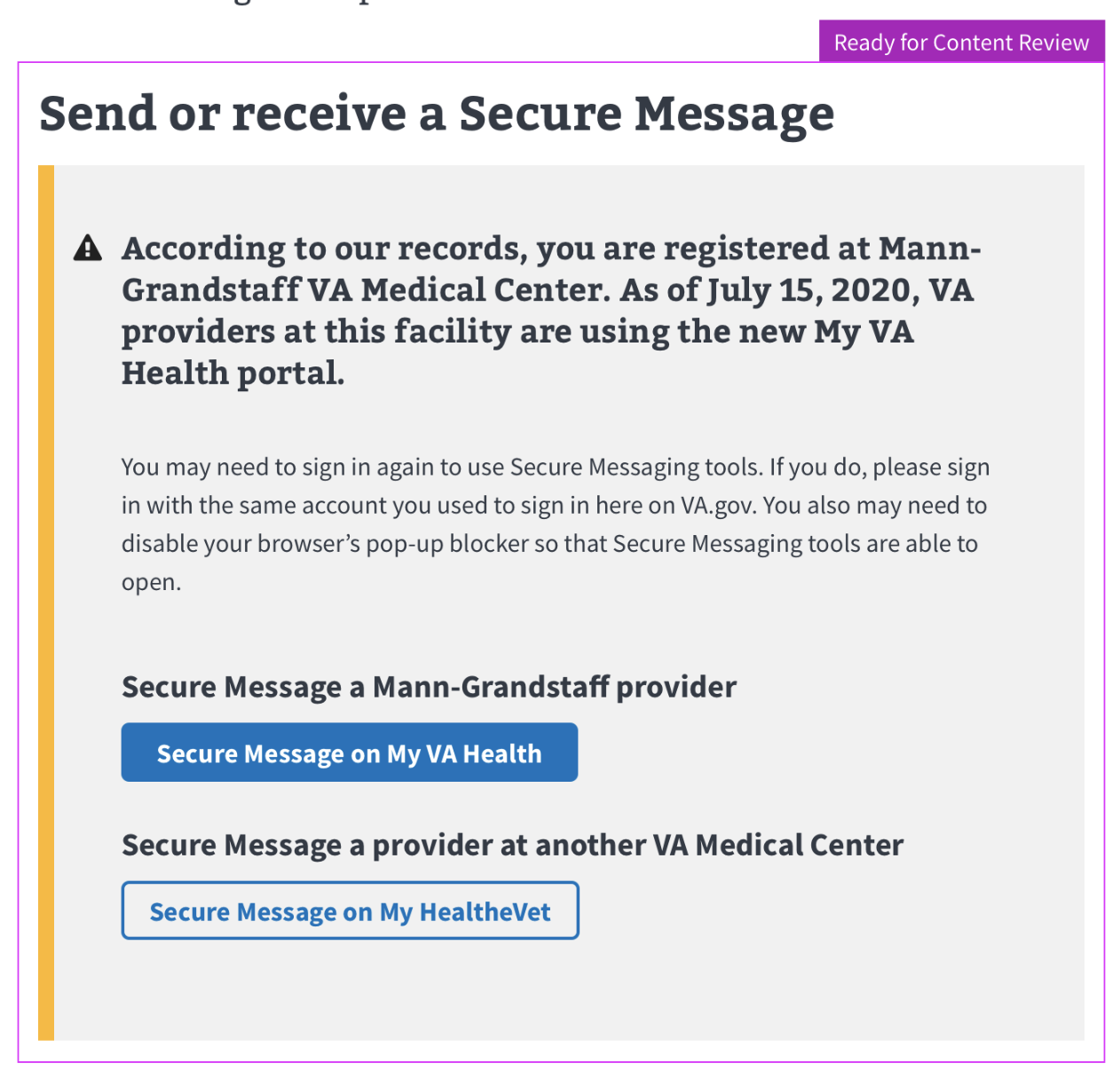 SSO/Login: VA.gov Health Pages authenticated content review · Issue ...