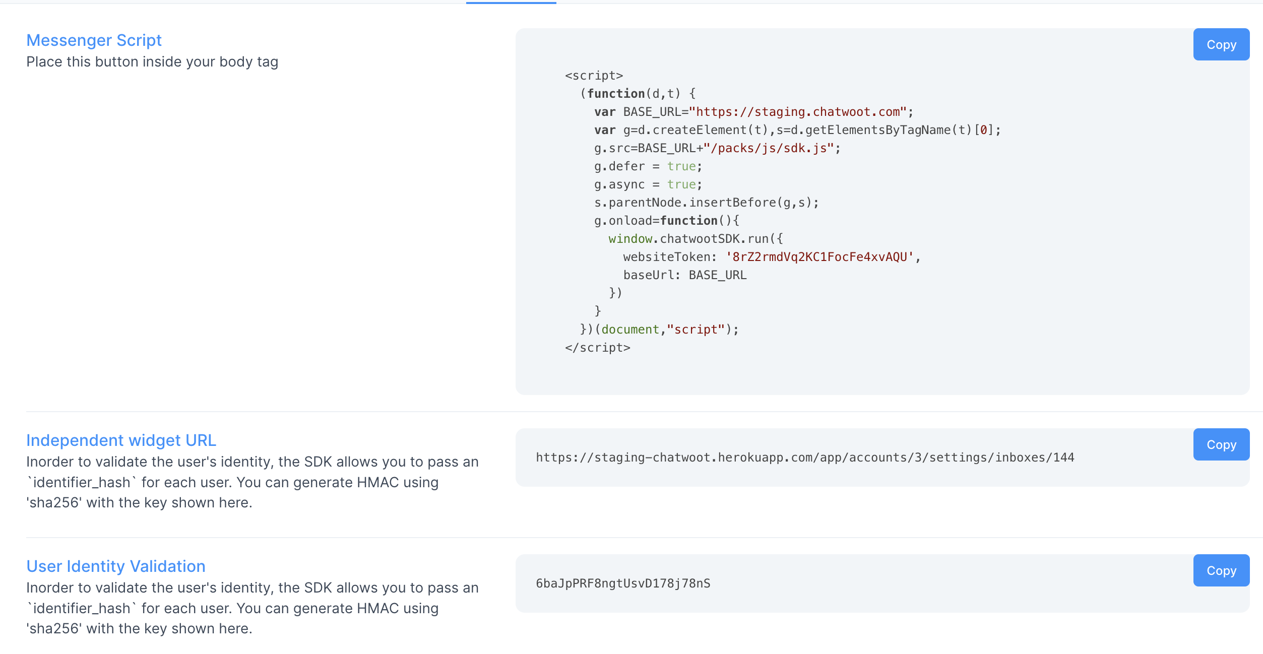 enhancement: Support embeddable URL for livechat widget in settings page · Issue #4460 ...