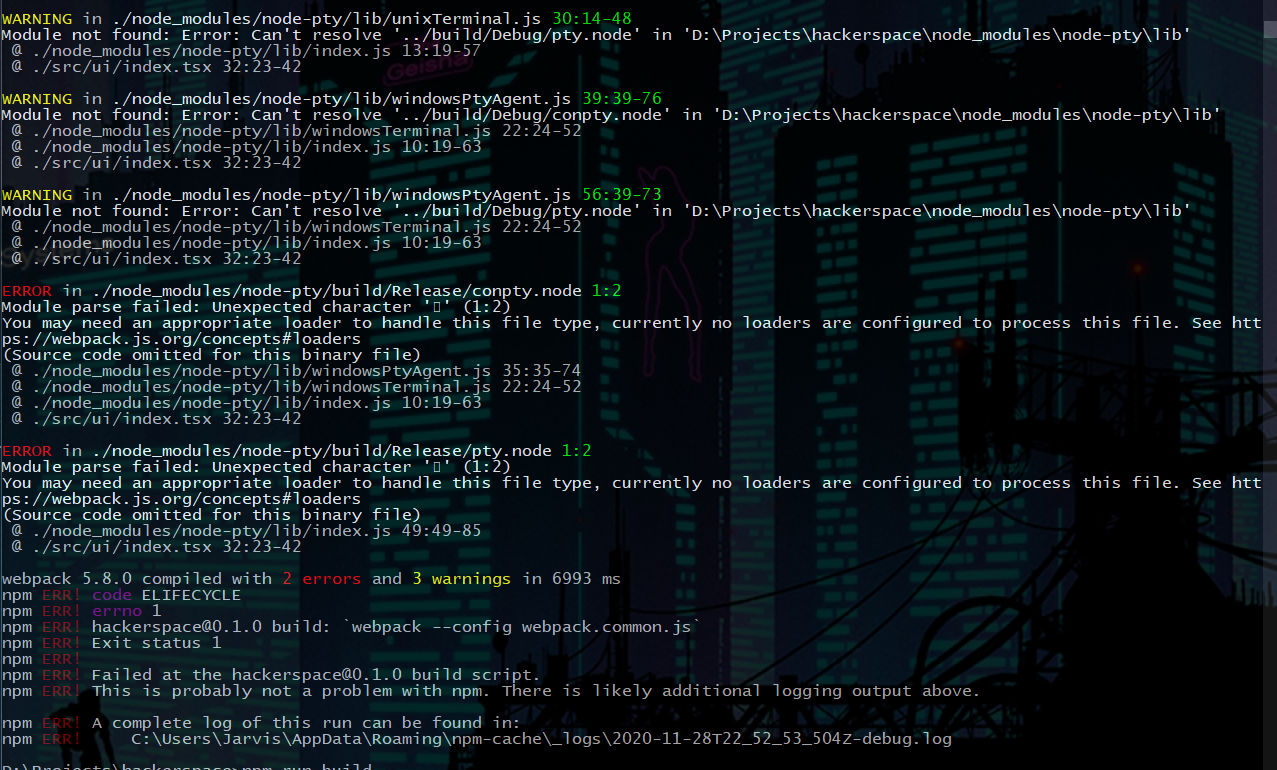 Building Node Pty With Webpack As A Typescript Import Is Failing · Issue 442 · Microsoftnode