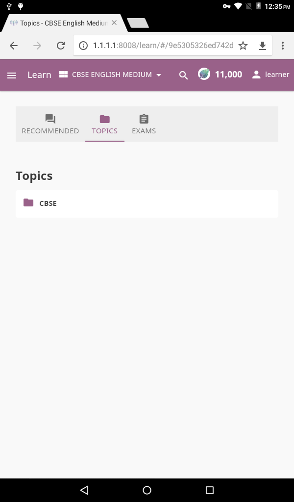 Learner username is not displayed on the top right corner of the browser on a Portrait mode in a ...