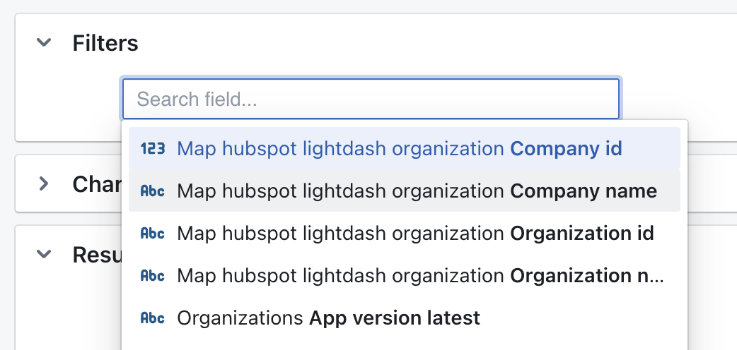 New grouped dropdown component - Adding a field to the filters in Explore view / saved chart ...