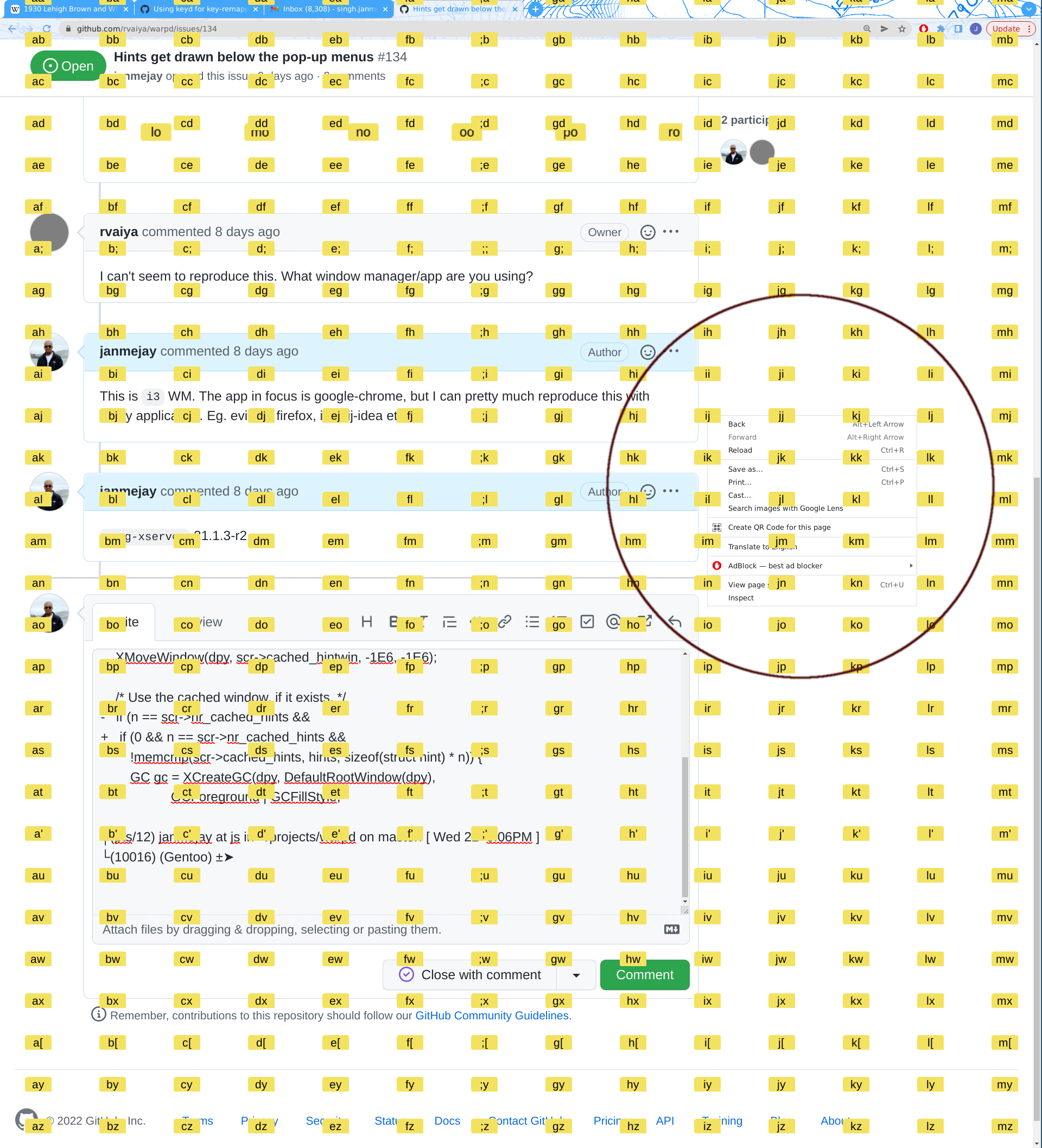 Hints get drawn below the pop-up menus · Issue #134 · rvaiya/warpd · GitHub