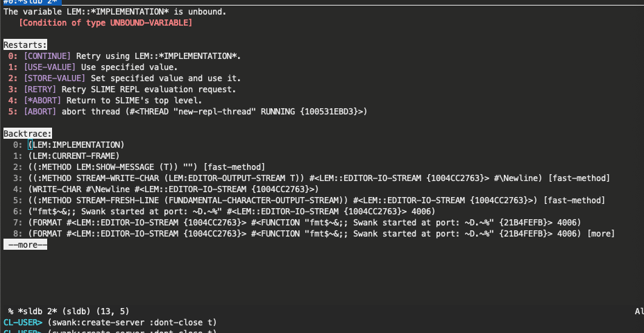 The variable LEM::*IMPLEMENTATION* is unbound. · Issue #604 · lem-project/lem · GitHub