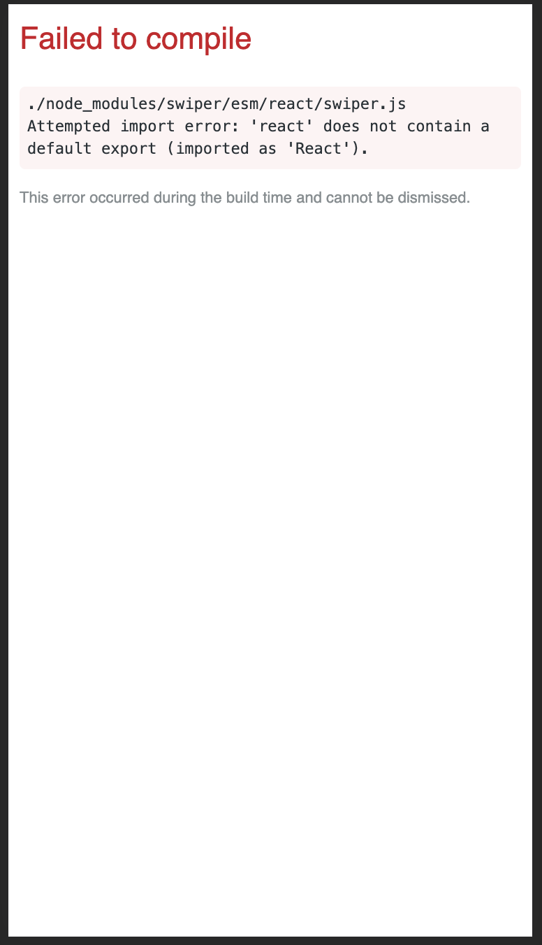 SSR + Next.JS 'react' does not contain a default export · Issue #3759 · nolimits4web/swiper · GitHub