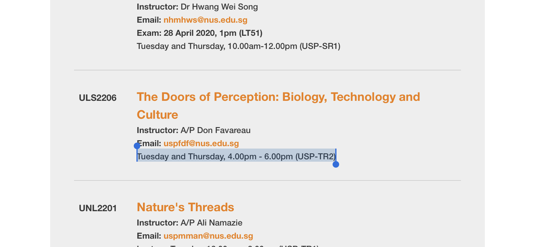 USP Module ULS2206 Timetable Error · Issue #2367 · nusmodifications/nusmods · GitHub