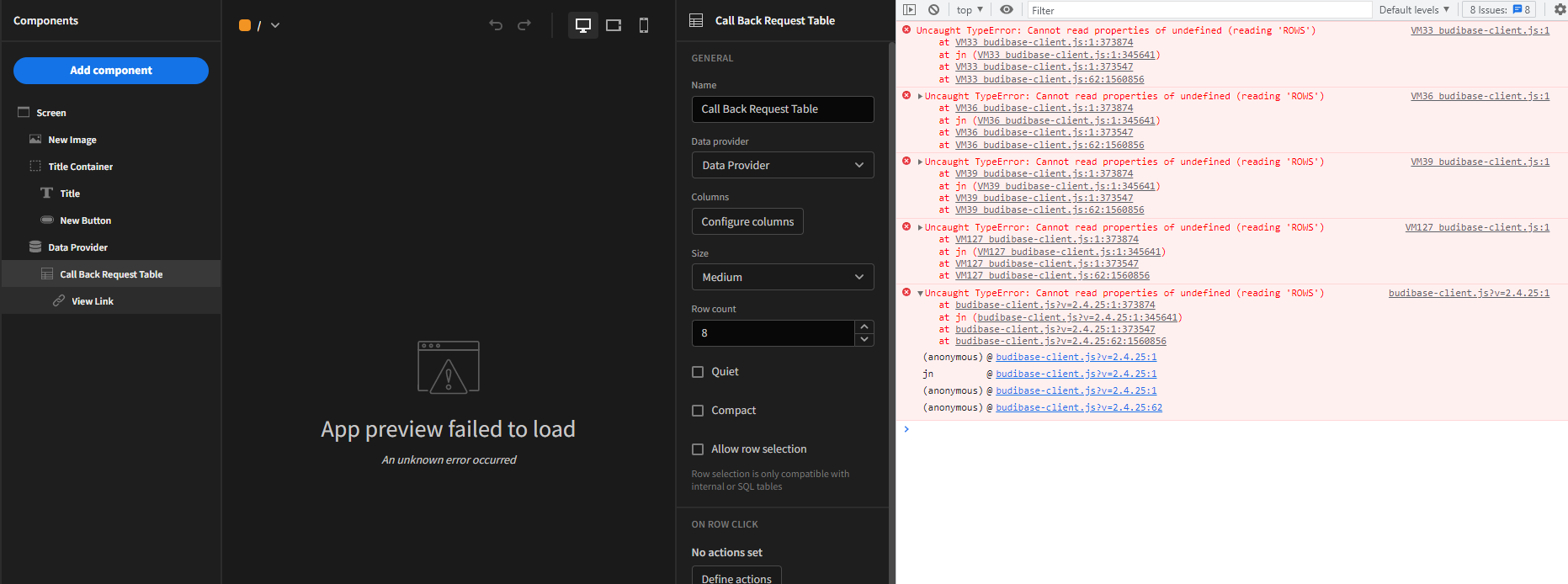 [BUDI-6744] Uncaught TypeError: Cannot read properties of undefined (reading 'ROWS') · Issue ...