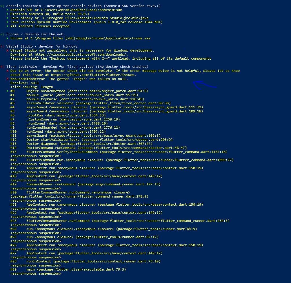 Tizen Toolchain Develop For Tizen Devices The Doctor Check Crashed · Issue 142 · Flutter 