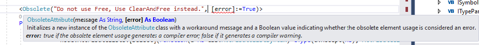 ObsoleteAttibute doesn't allow the [error] parameter to be specified explicitly in VB · Issue ...