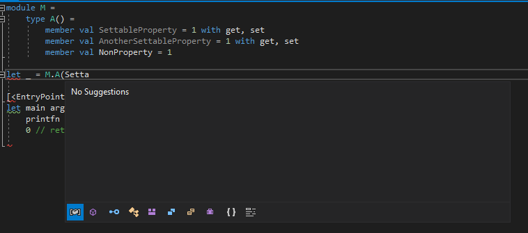 Completion doesn't show properties in object initialization for fully ...