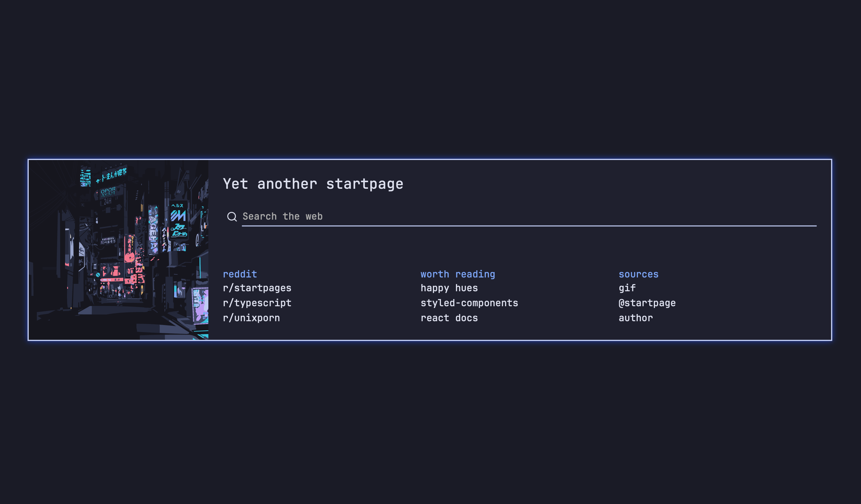 GitHub - k226444/Tokyonight-Startpage: My Tokyonight-themed startpage