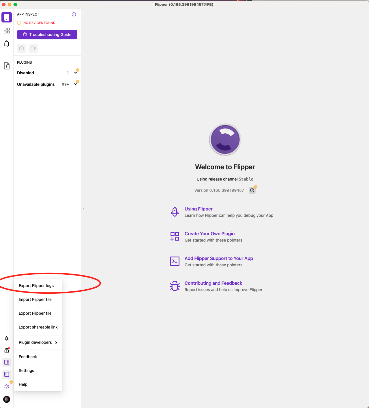 Every plugin unavailable with Flipper 0.165.0 · Issue #4102 · facebook/flipper · GitHub