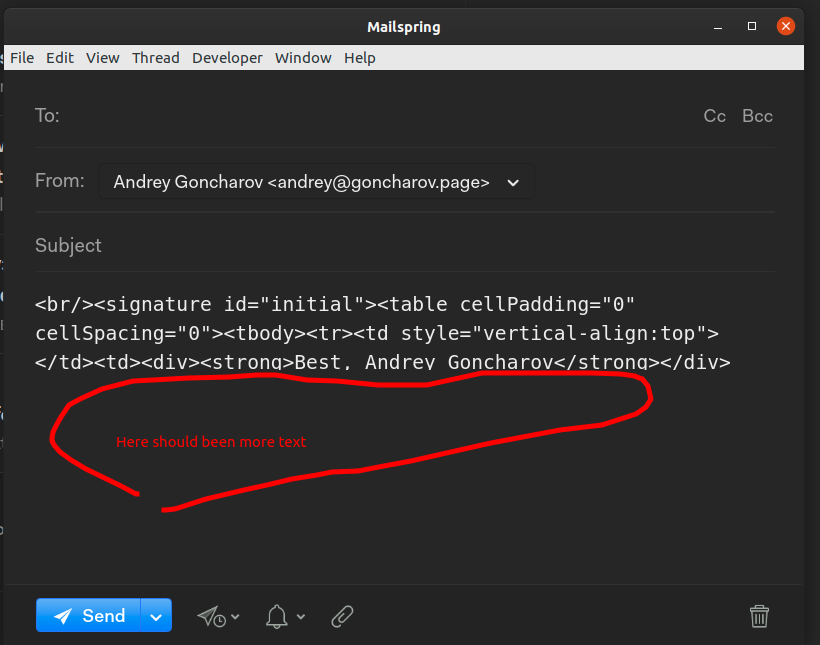 Bug: Signature is not added in plain text drafts · Issue #1904 · Foundry376/Mailspring · GitHub