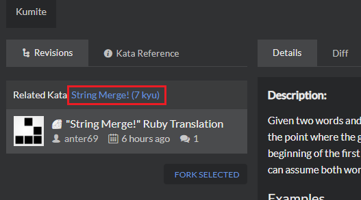 "Related kata" link takes you to the /forks page · Issue #1620 · codewars/codewars.com · GitHub
