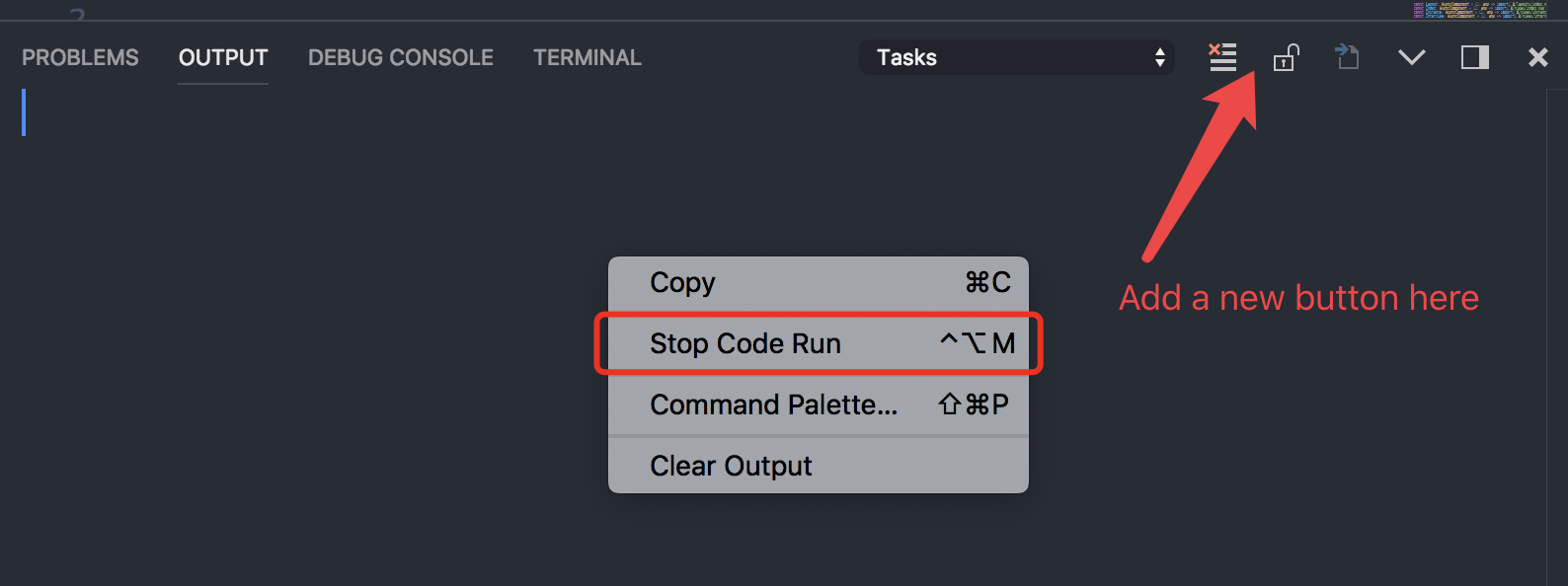 Add A Button Of Stop Code Run On The OUTPUT Panel Issue 60934 