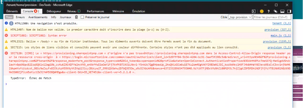 Sharepoint Online Provisioning Service Cors Issue 