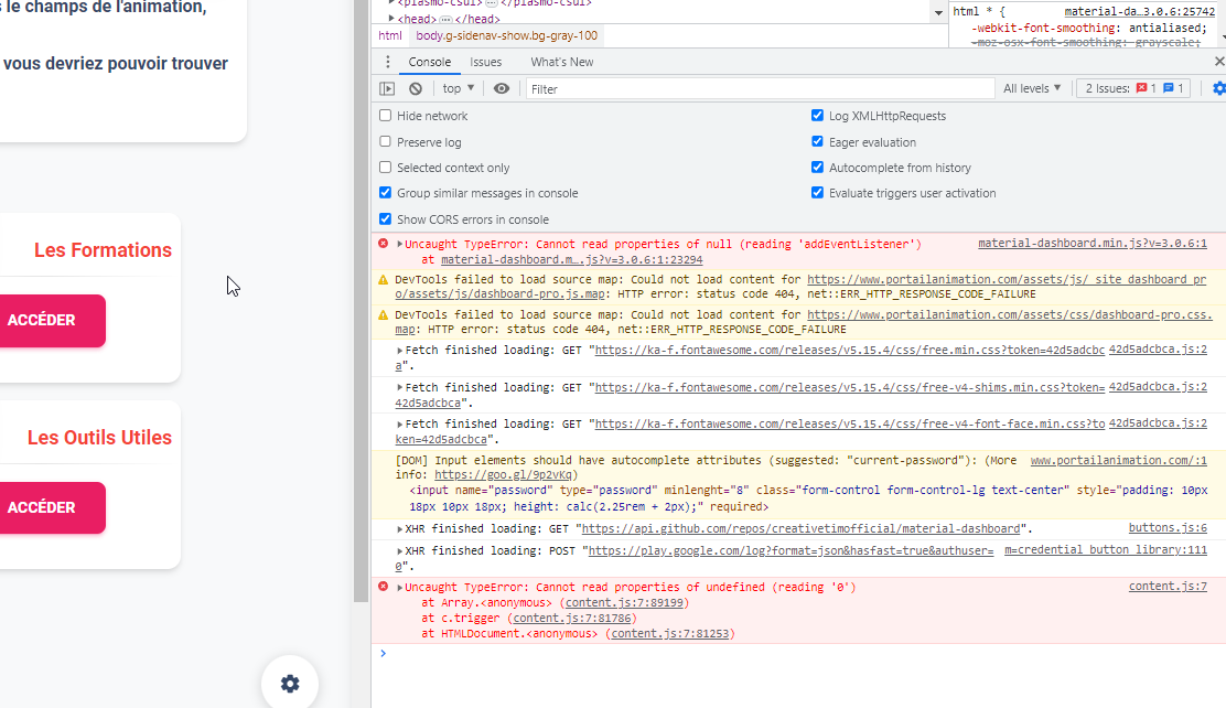 Javascript Issue · Issue 322 · Creativetimofficialct Material