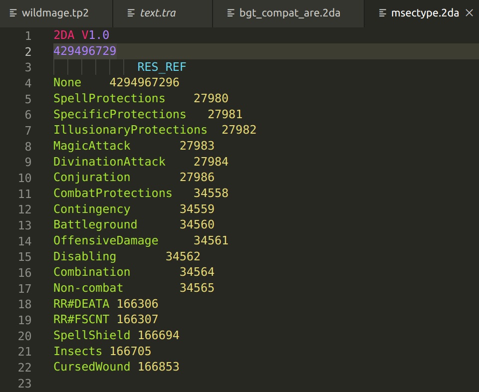 Add support for 2DA files · Issue #15 · BGforgeNet/VScode-BGforge-MLS · GitHub