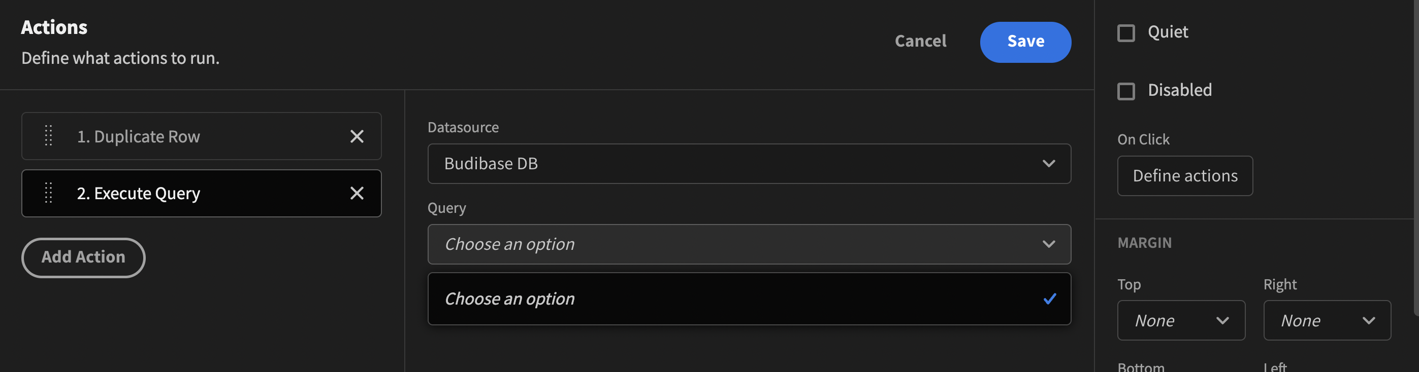 'Execute Query' action displays Budibase DB as a datasource option when it shouldn't · Issue ...