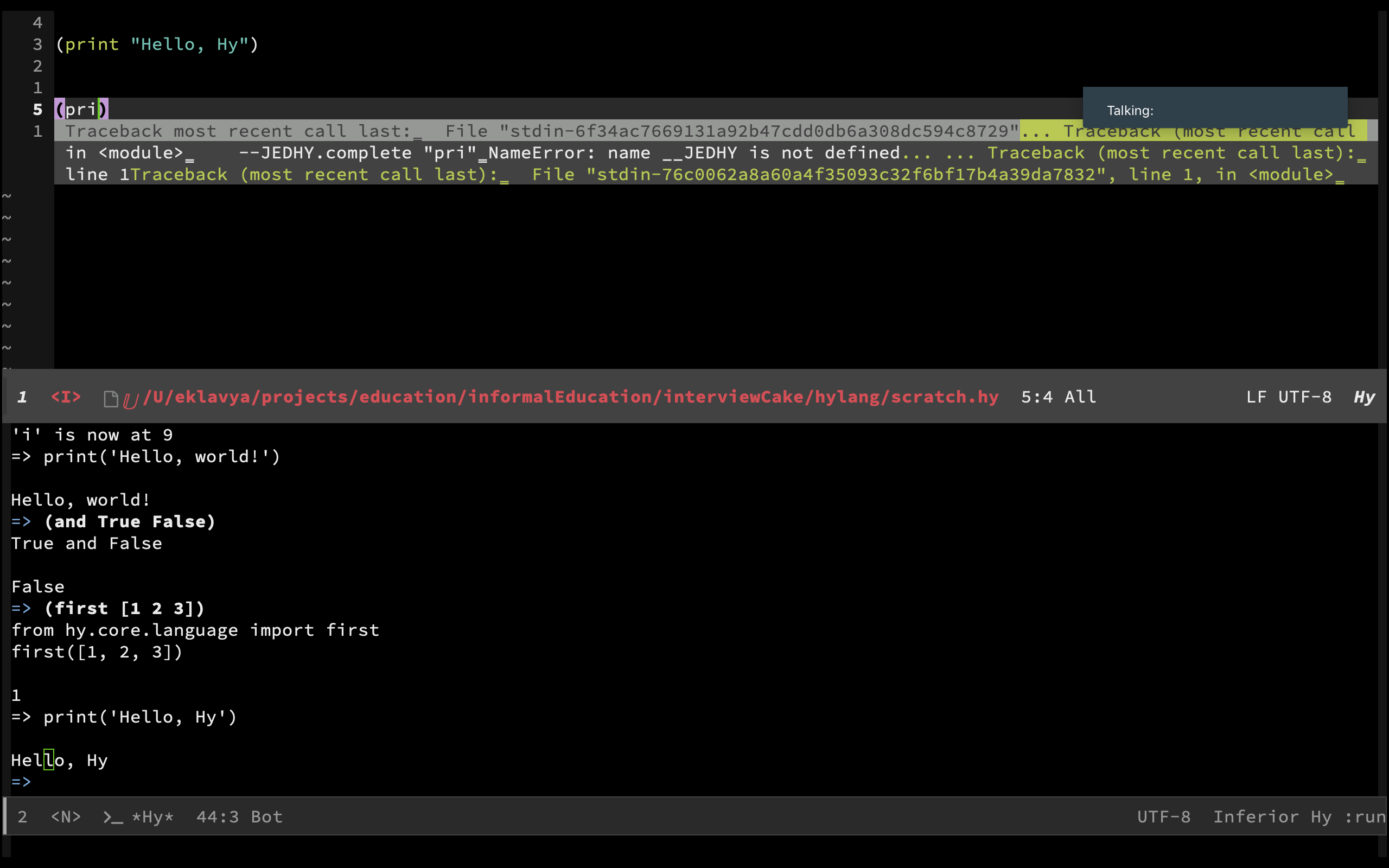 [Hy Layer] Error while auto-completion · Issue #12624 · syl20bnr/spacemacs · GitHub
