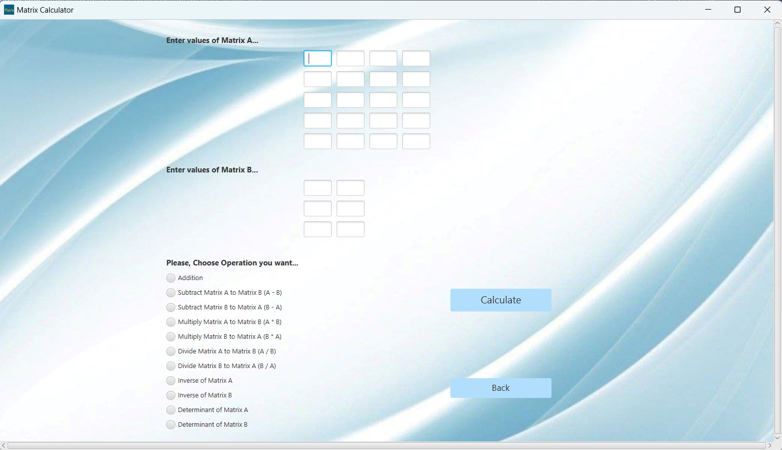 GitHub - MohanadKhh/Matrix_Calculator: Matrix Calculator: Java application with JavaFX for ...