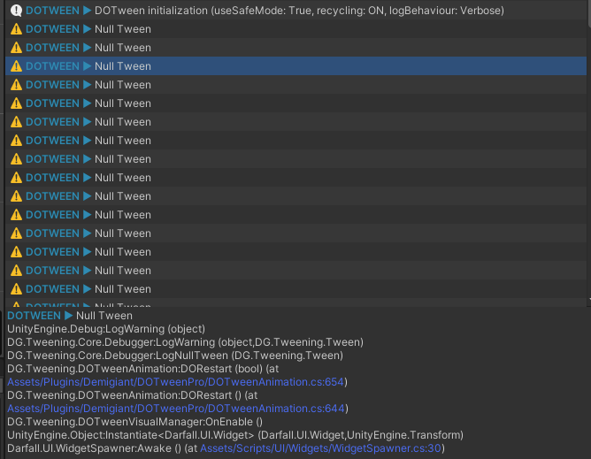 Tween logging - NULL tweens · Issue #648 · Demigiant/dotween · GitHub